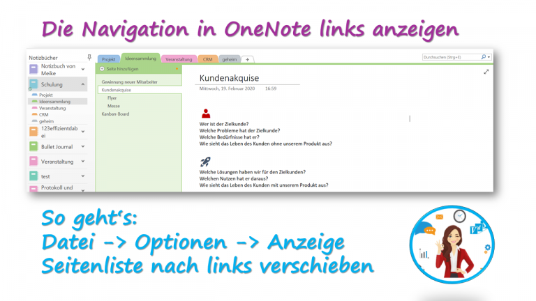 Die Navigation in OneNote links anzeigen - Verband der Sekretärinnen e. V.